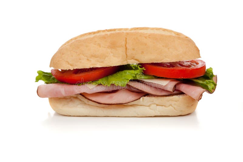 A Ham Sub Sandwich on White Stock Photo - Image of picnic, hoagie: 11728058
