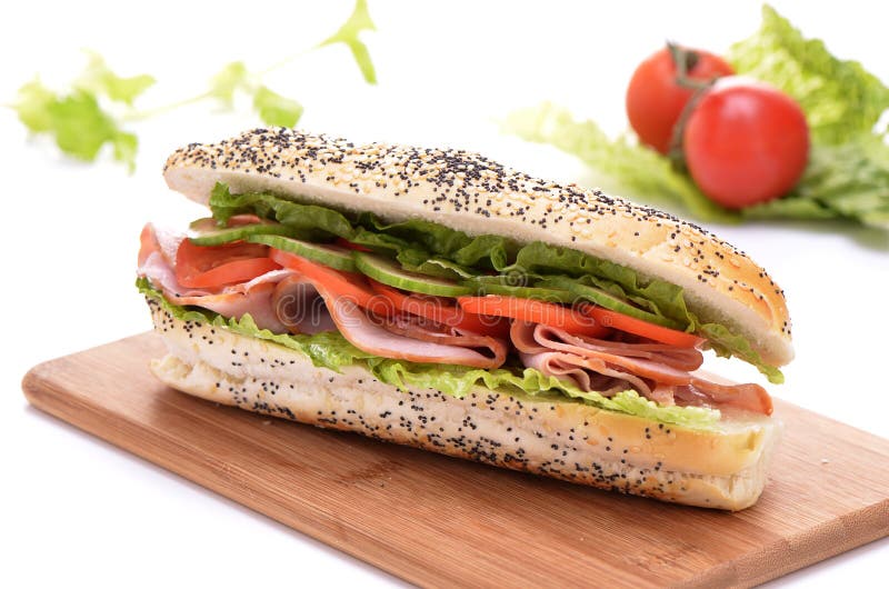 Ham and Vegetable Submarine Sandwich Stock Image - Image of fresh, food ...