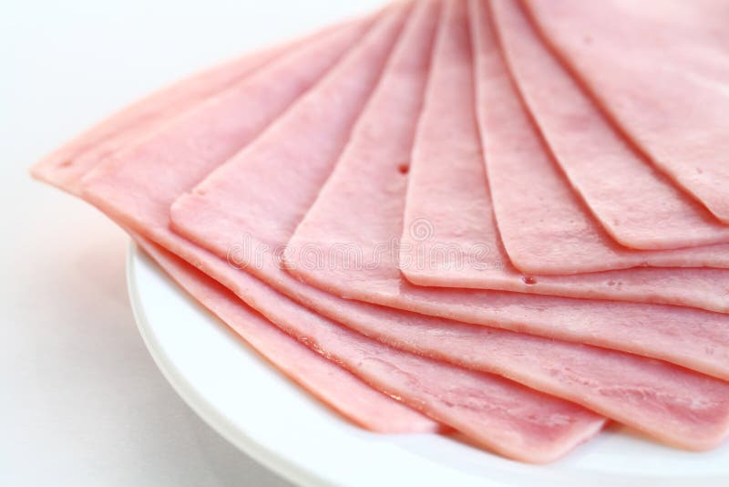 Ham on white dish stock image. Image of food, protein - 22092775