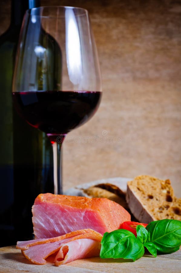 Ham and wine stock photo. Image of glass, meat, background - 22061888
