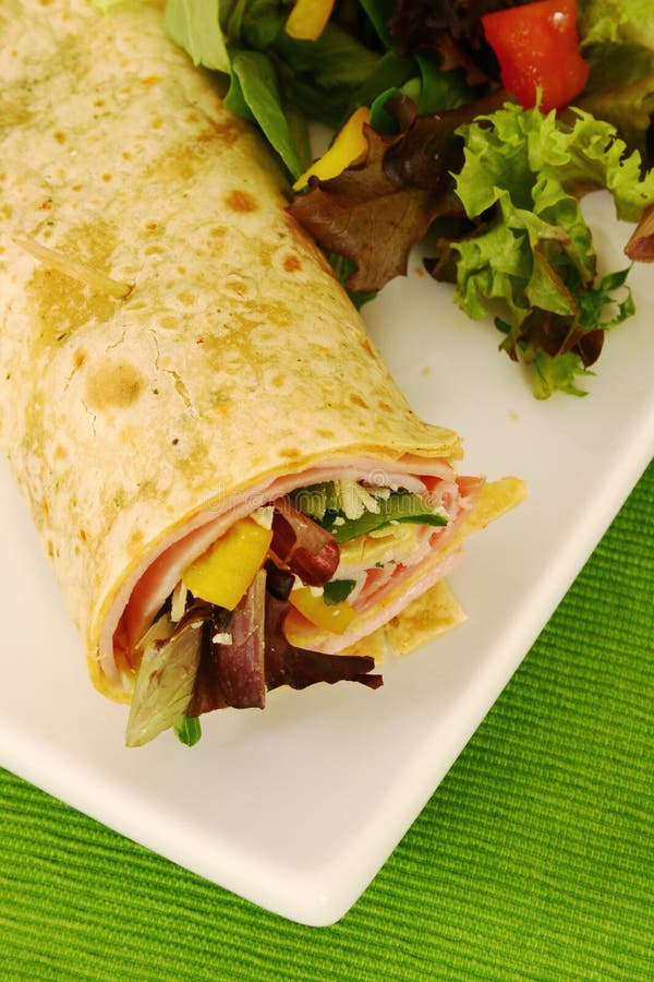 Ham And Salad Wrap 2 stock image. Image of food, flavorsome - 2084993