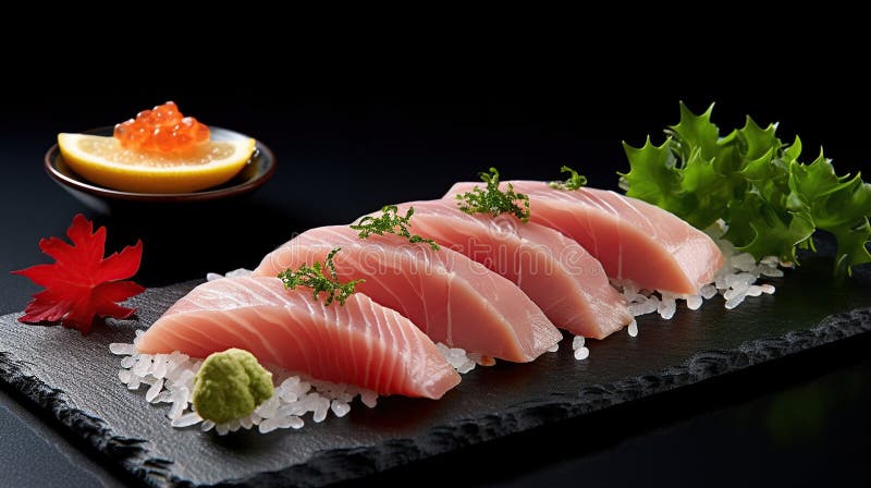 Hamachi Sushi at Sushi Bar Generative AI Stock Illustration ...