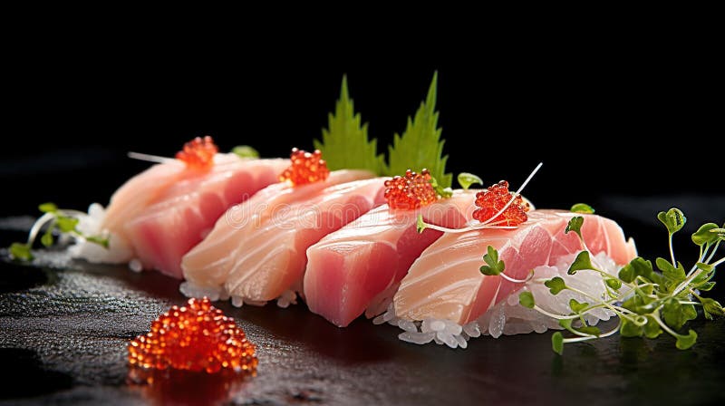 Hamachi Sushi at Sushi Bar Generative AI Stock Illustration ...