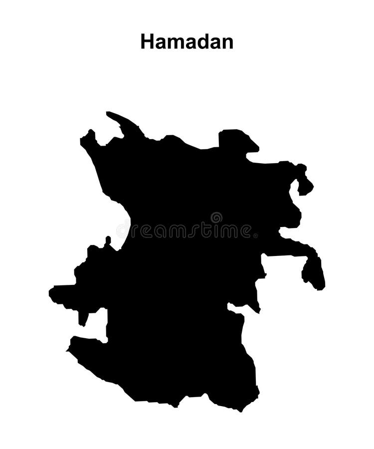 Hamadan outline map stock vector. Illustration of vector - 360435687