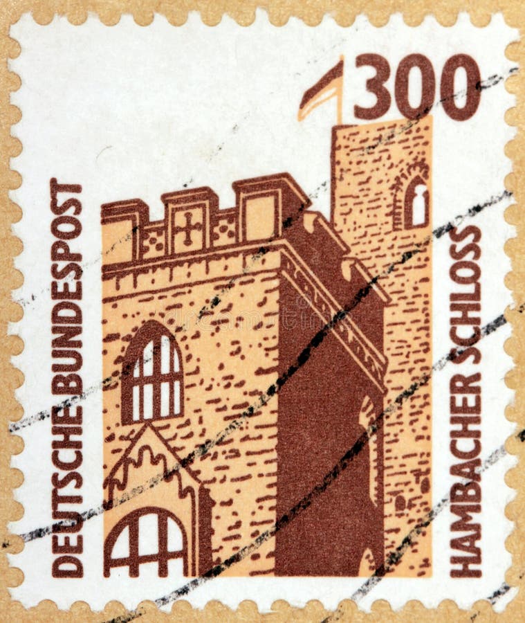 Hambach Castle Stamp editorial stock photo. Image of postal - 349089058