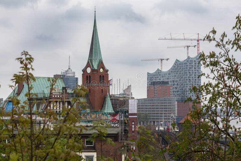 Hamburg Germany City View in Spring Stock Image - Image of crane, elbe ...