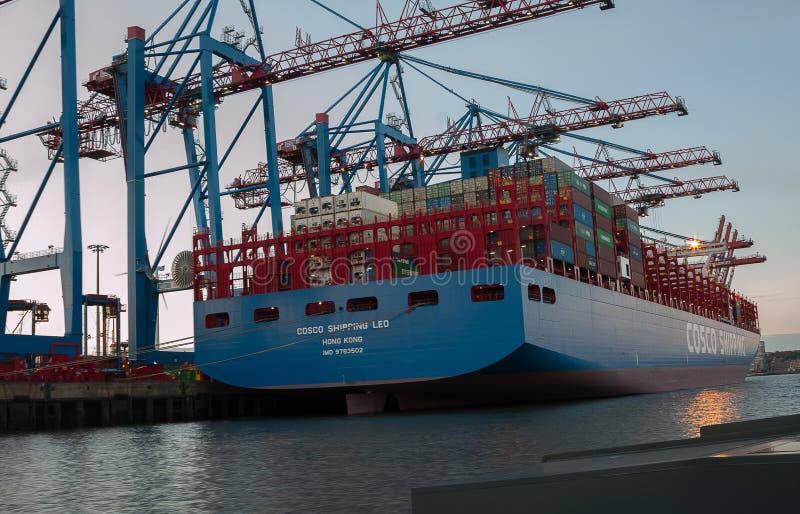 Hamburg, Germany. Container Ship at the Container Port Editorial Stock ...