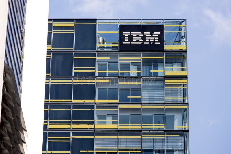 A ibm sign on a building editorial photography. Image of logo - 229929157