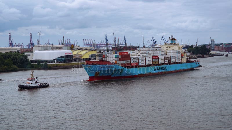 Hamburg, Germany - Container Ship in Hamburg Editorial Stock Image ...