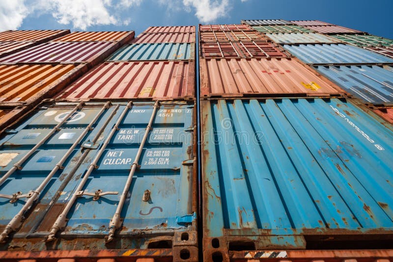 Hamburg, Germany - July 14, 2014: Depot of Different Empty Containers ...