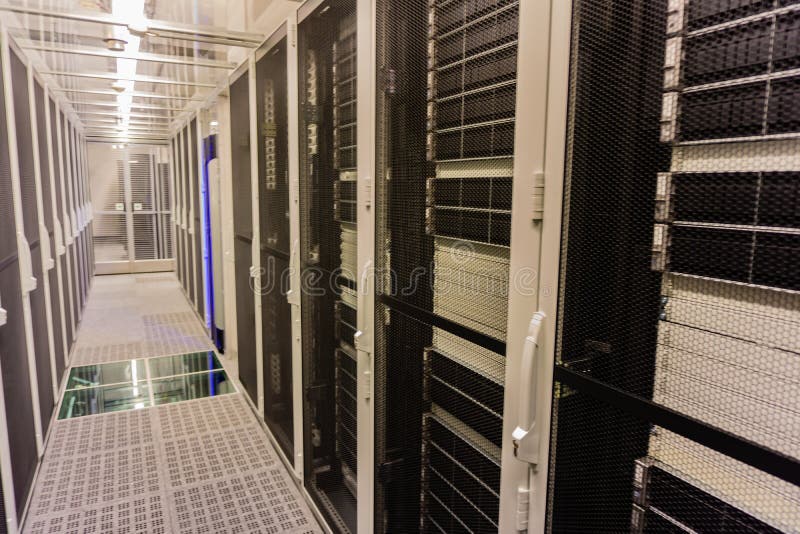 Hamburg, Germany - June 25, 2018: Serverrack Network Hub and Switch in ...