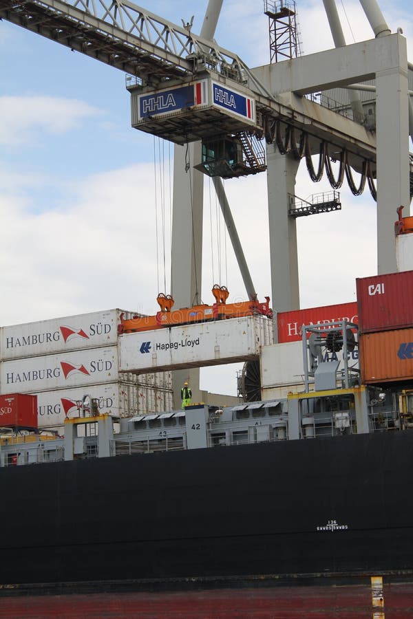 Hamburg Harbor Container Ship Editorial Stock Photo - Image of industry ...