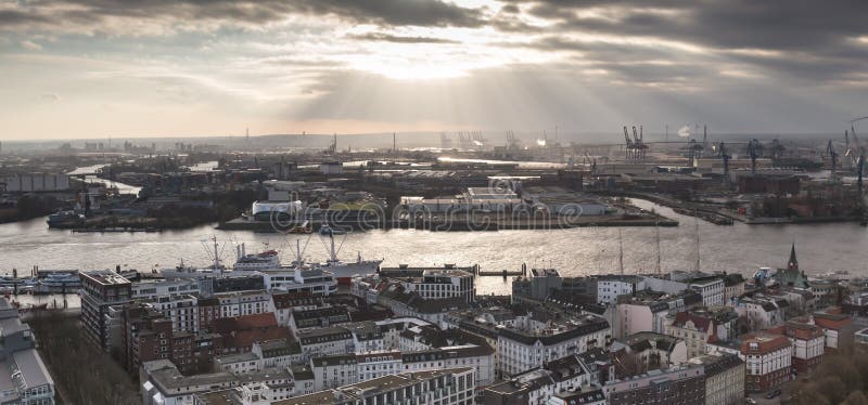 Hamburg Harbor Germany from Above Stock Image - Image of harbour ...
