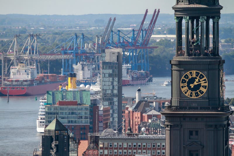 Hamburg_Michel stock photo. Image of ship, famous, clock - 300960342