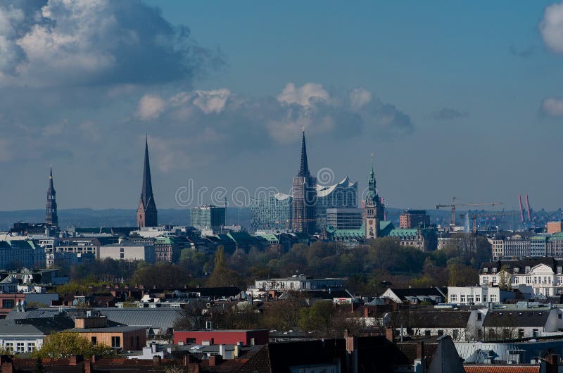 Hamburg Skyline View from a Roof Editorial Image - Image of burchardkai ...