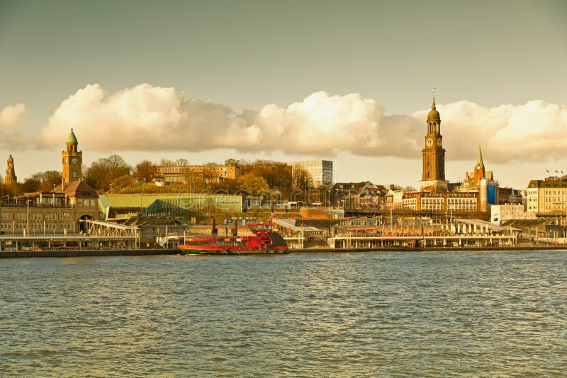 Hamburg, St. Michael S Church, from the River Elbe Stock Image - Image ...
