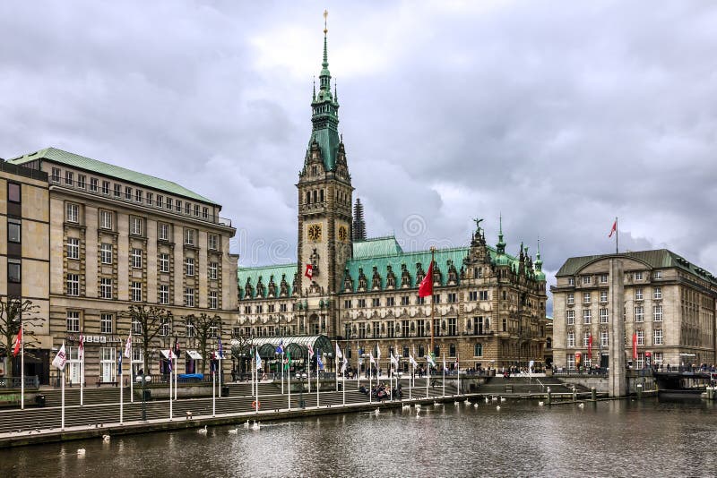 Hamburg Town Hall and Alster River, Germany Editorial Photography ...