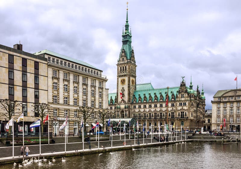 Hamburg Town Hall and Alster River, Germany Editorial Photography ...