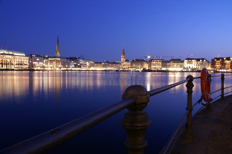 Hamburg Waterfront at Night Stock Photo - Image of nighttime, hamburg ...