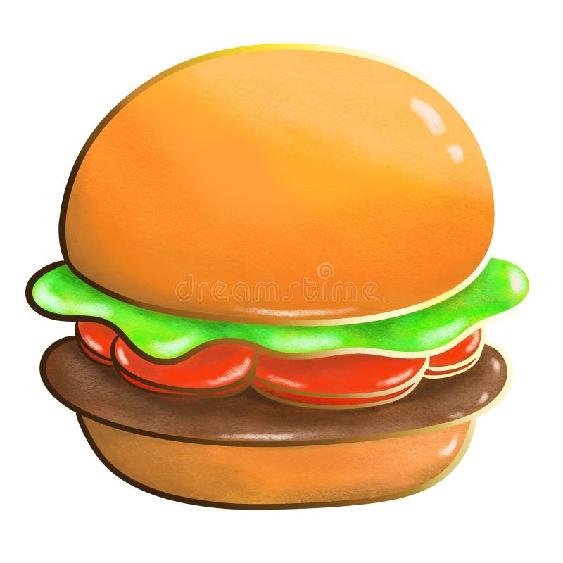 Cartoon Hamburger Art Design Isolated Illustration, Hamburger Outline ...
