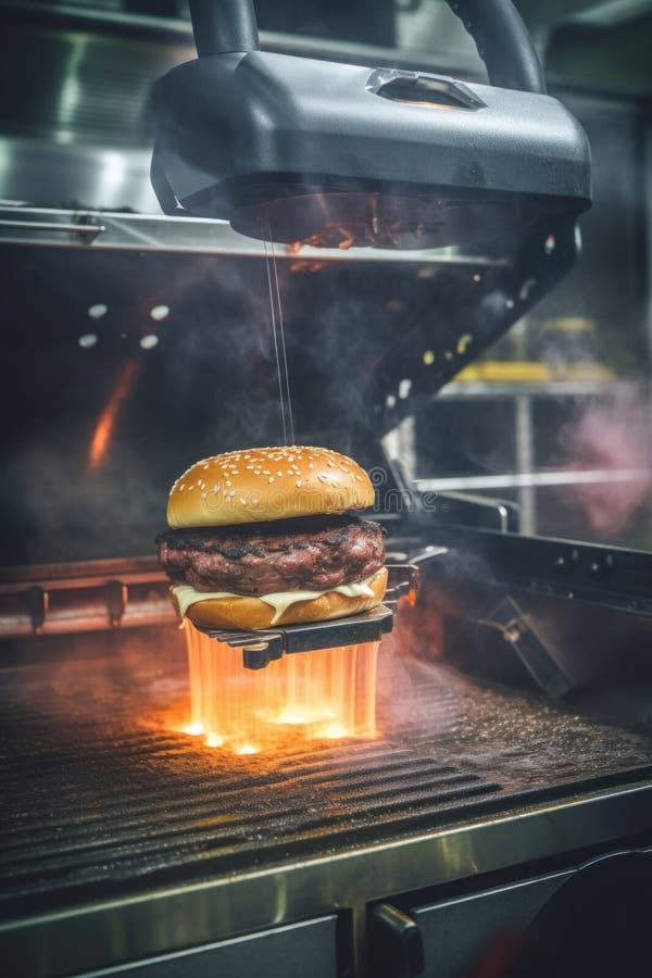 A Hamburger is Being Cooked on a Grill. Generative AI Image. Stock ...