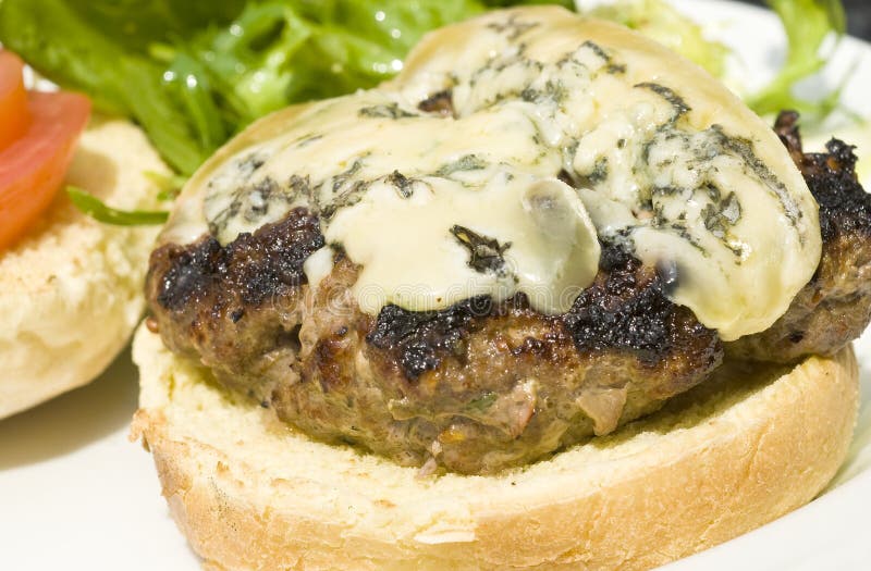 Hamburger with Blue Cheese stock photo. Image of meat - 10631072