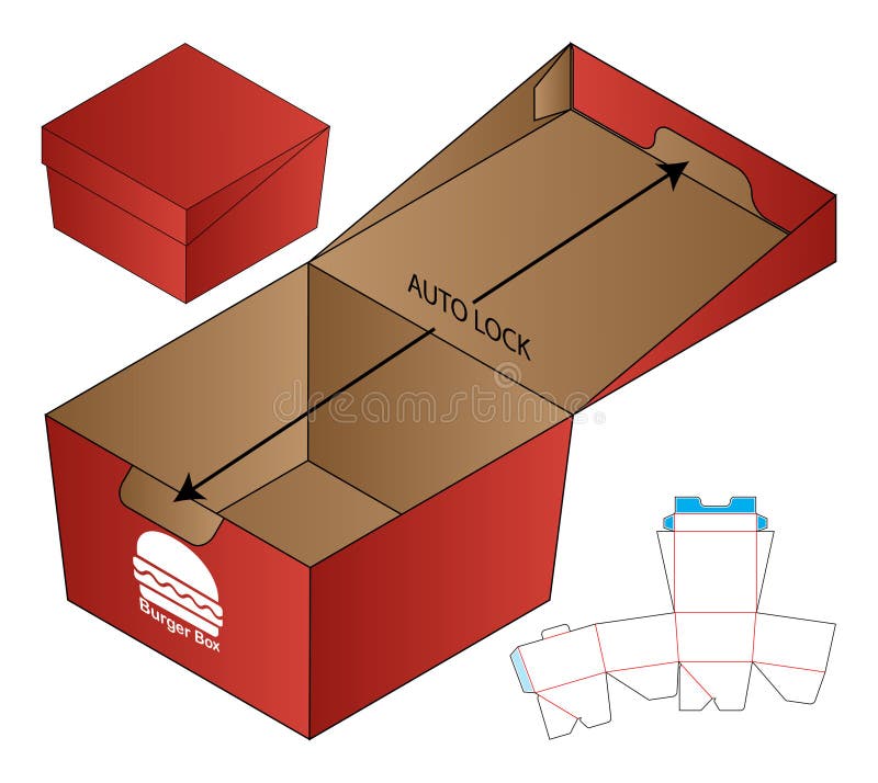 Hamburger Box Packaging Die Cut Template Design. 3d Mock-up Stock ...