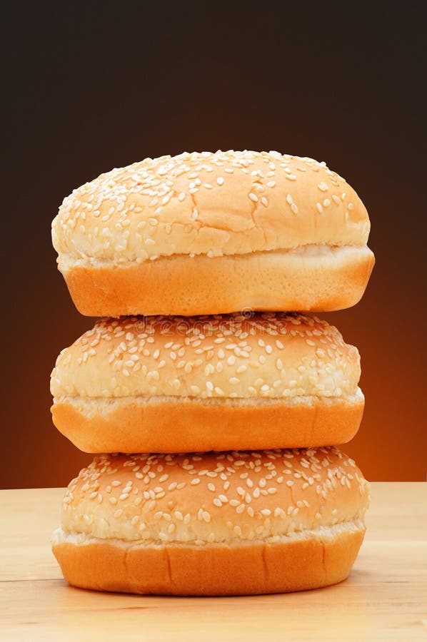 Hamburger Bun Stack stock photo. Image of sesame, dark - 30666864