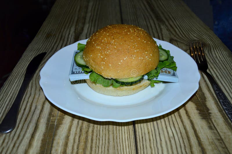 Hamburger with dollars stock image. Image of american - 29734967