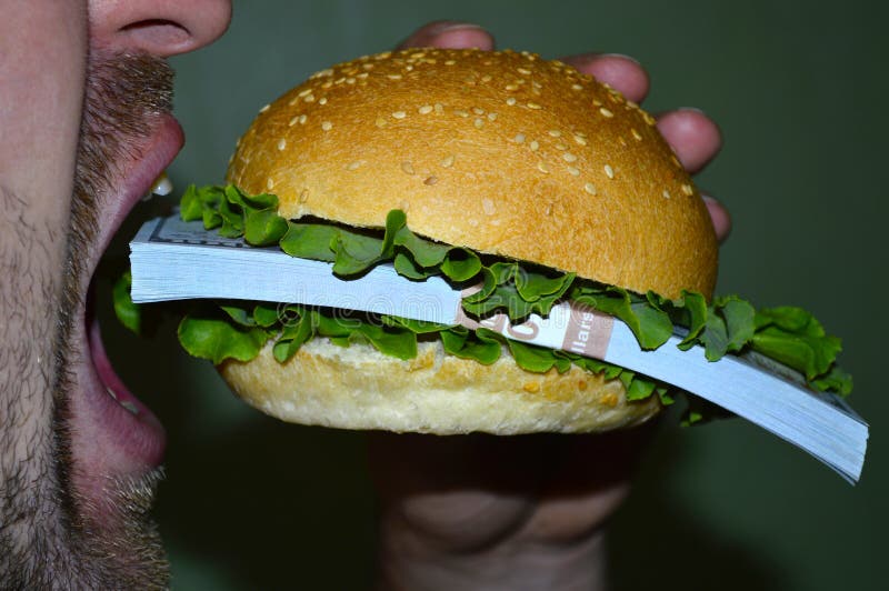 Hamburger with dollars stock image. Image of american - 29734967