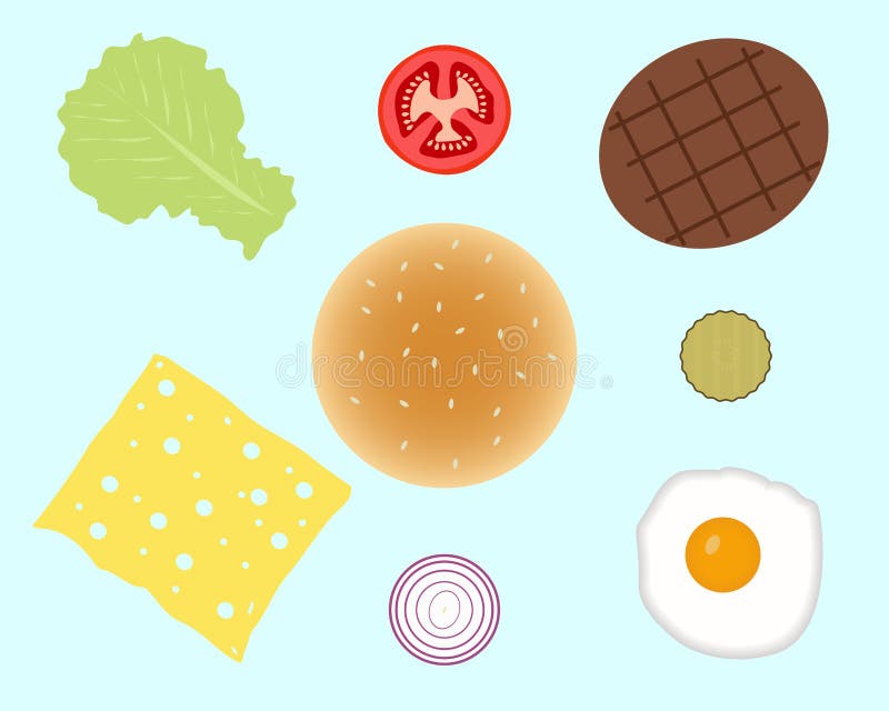 Hamburger Ingredients Pattern Stock Vector - Illustration of grilled ...