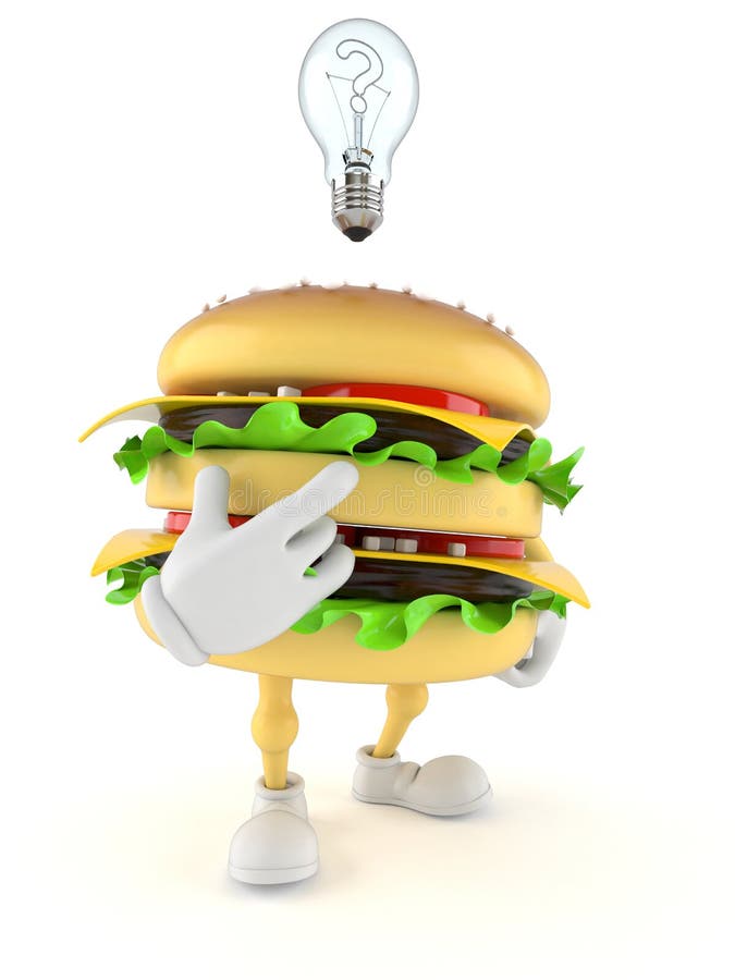 Thinking about a Hamburger stock vector. Illustration of snack - 184131698