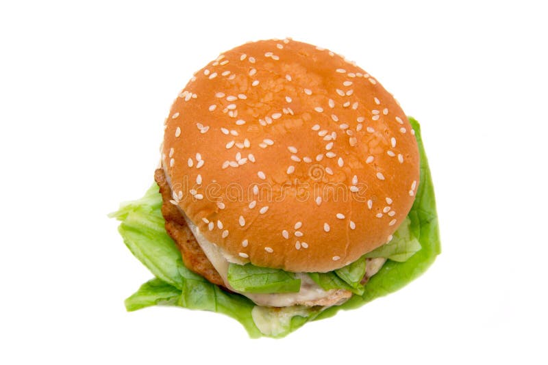 Hamburger with Cheese from Above Stock Image - Image of hamburger ...