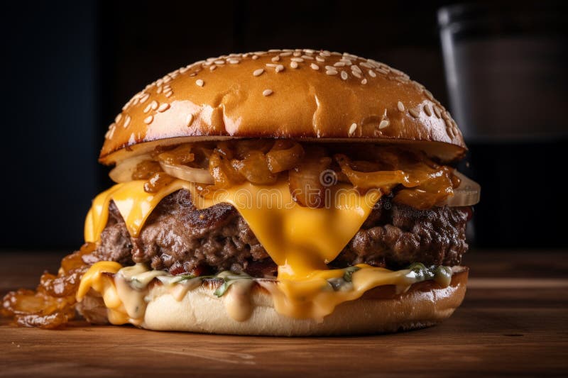 Hamburger with Cheese, Close Up of Cheeseburger. Stock Illustration ...