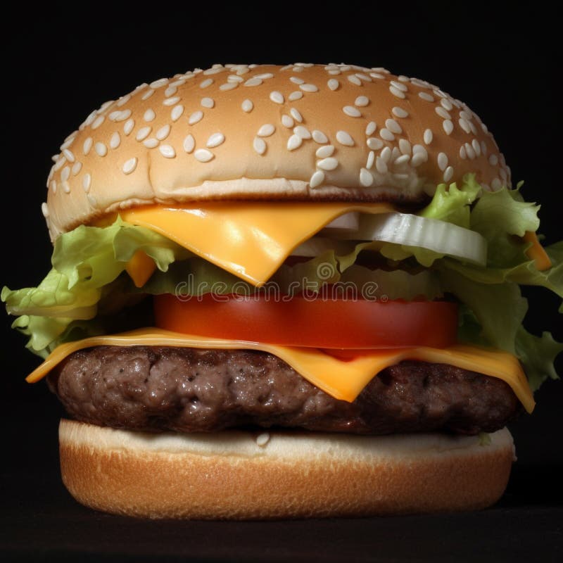 Hamburger with Cheese, Close Up of Cheeseburger. Stock Illustration ...