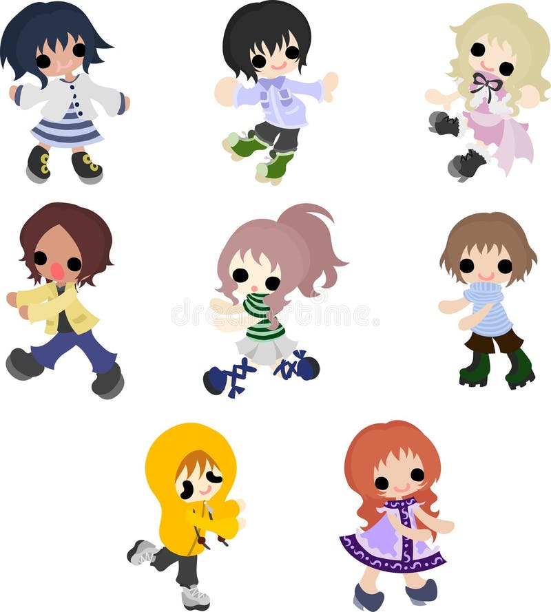 The kids fashion icon set stock vector. Illustration of girl - 275529408