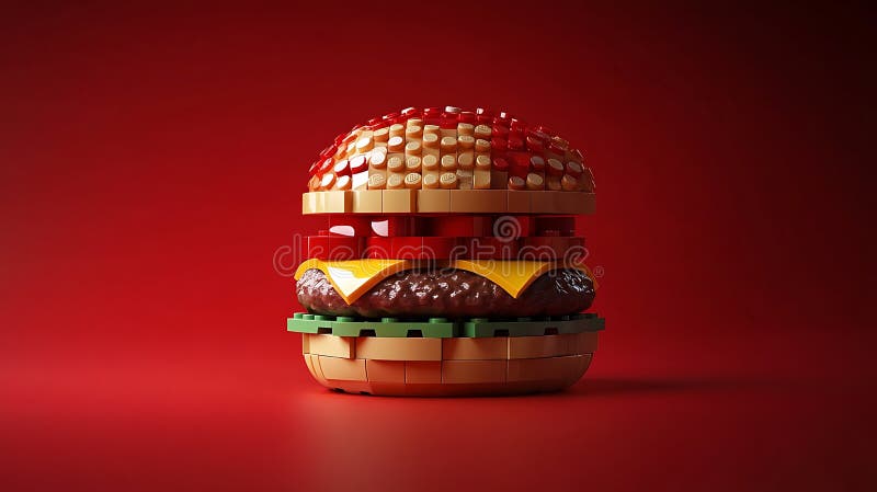 A Hamburger Constructed from Interlocking Plastic Bricks, Resembling ...