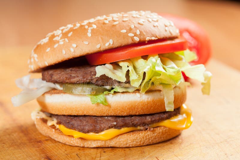 Hamburger closeup stock image. Image of fast, wooden - 21221937