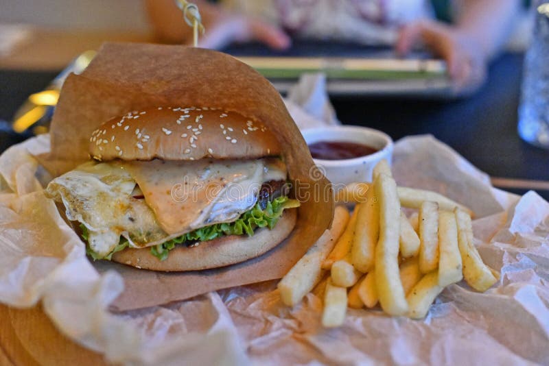 A Hamburger is a Dish Usually Consisting Stock Photo - Image of eating ...