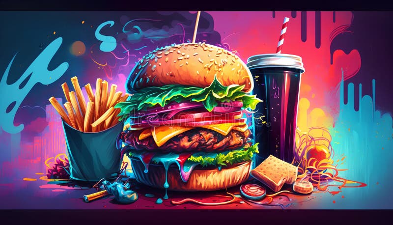 Fast Food Graffiti Background Stock Illustrations – 300 Fast Food ...
