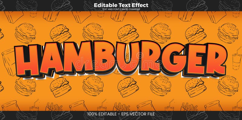 Hamburger Editable Text Effect in Modern Trend Style Stock Vector ...