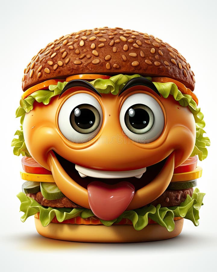 A Hamburger with Eyes and a Smile on it S Face. Generative Ai Stock ...