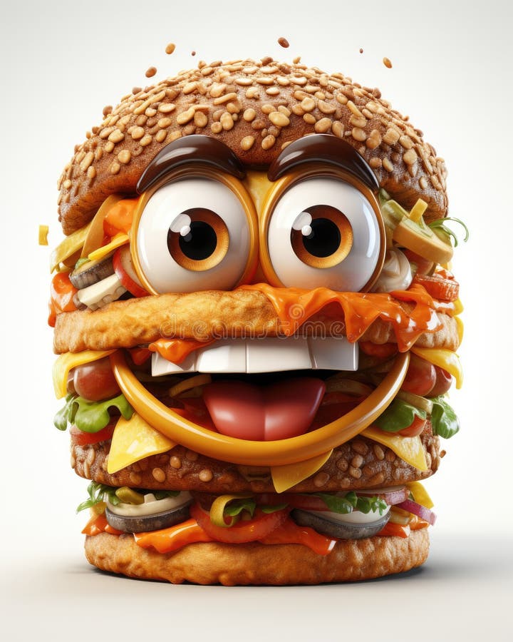 A Hamburger with Eyes and a Smile on it S Face. Generative Ai Stock ...