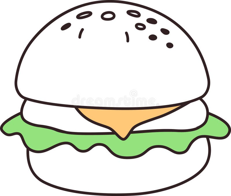 Hamburger Fast Food Doodle stock vector. Illustration of design - 290116860