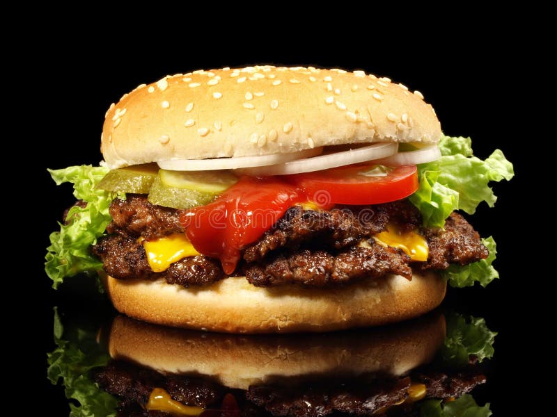 Double Hamburger with Cheese - Fast Food Stock Image - Image of ...