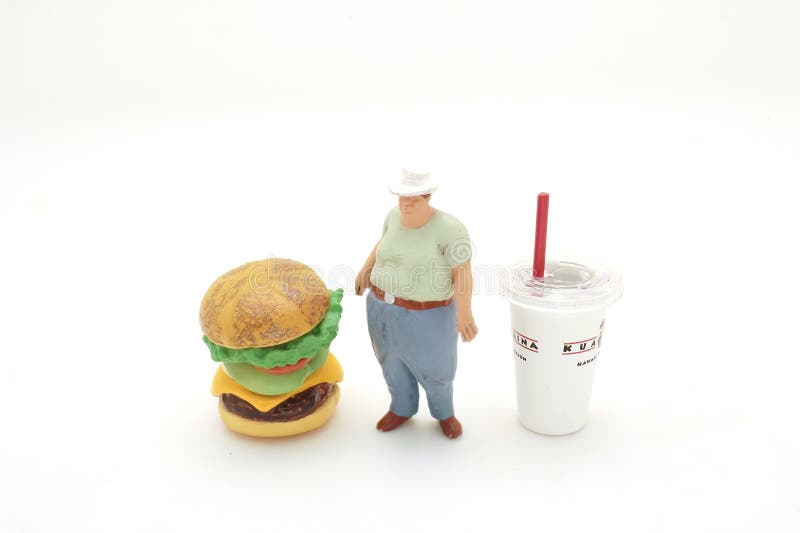 A Hamburger with the Fat Figure Man Stock Photo - Image of obesity ...