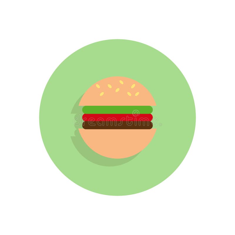 Hamburger Flat Icon. Round Colorful Button, Beef Burger Circular Stock Vector - Illustration of ...