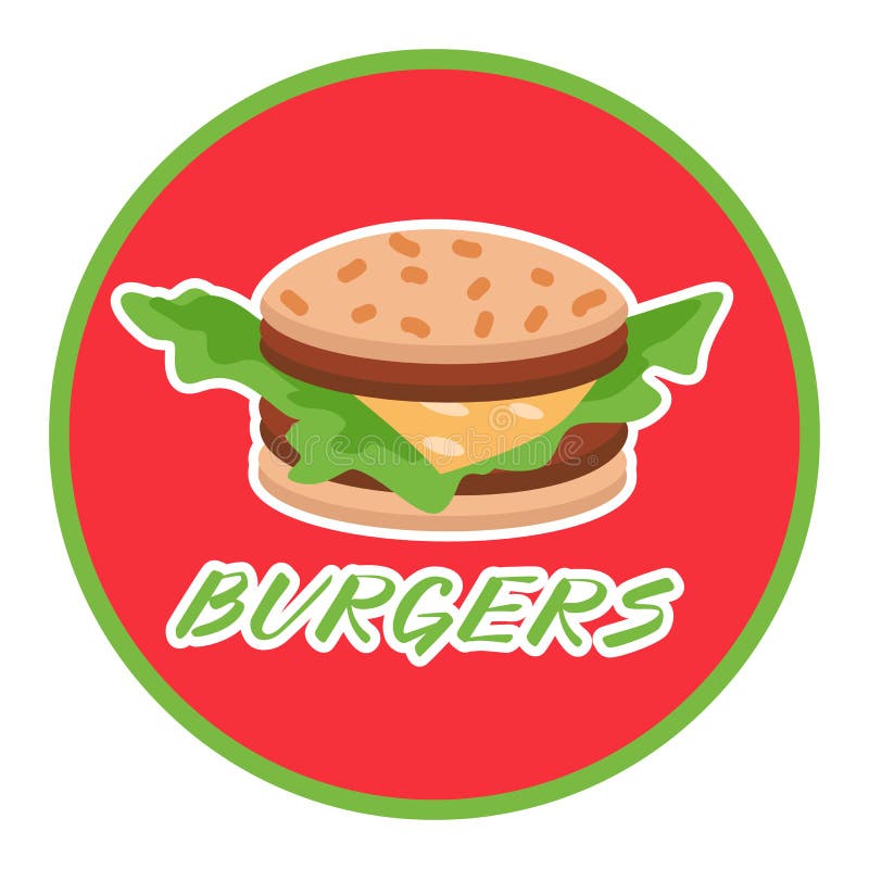 Hamburger, Food or Restaurant Icon on Round Red Vector Button Stock ...