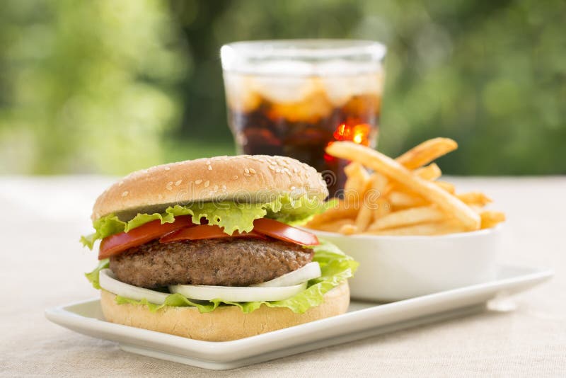 Hamburger with French Fries and Soft Drink Stock Image - Image of ... Hamburger with French Fries and Soft Drink Stock Image - Image of ...