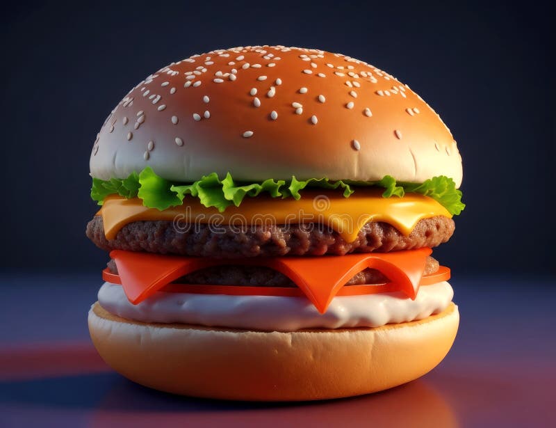 Hamburger Fresh Burger Fast Food with Beef and Cheddar Cheese Stock ...